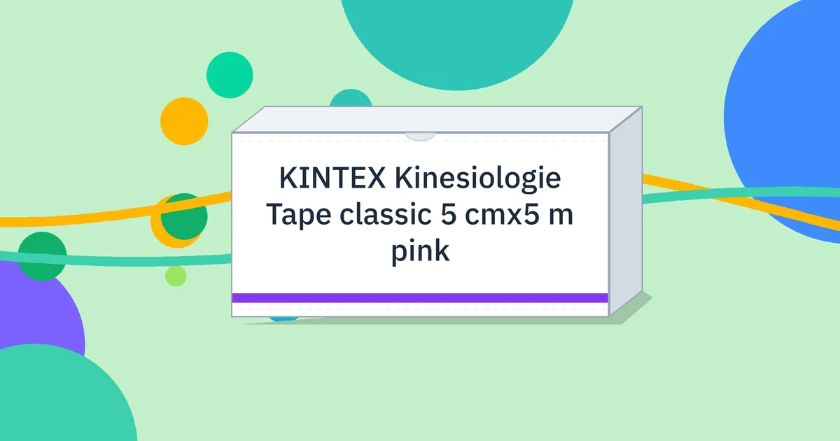 Symbolbild: Packung mit der Aufschrift KINTEX Kinesiologie Tape classic 5 cmx5 m pink (PZN 16779416) – Verfügbarkeit und Bezug in Apotheken in Frankfurt am Main