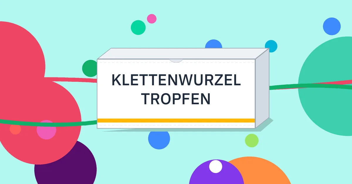 Symbolbild: Packung mit der Aufschrift KLETTENWURZEL TROPFEN (PZN 14126526) – Verfügbarkeit und Bezug in Apotheken in Frankfurt am Main