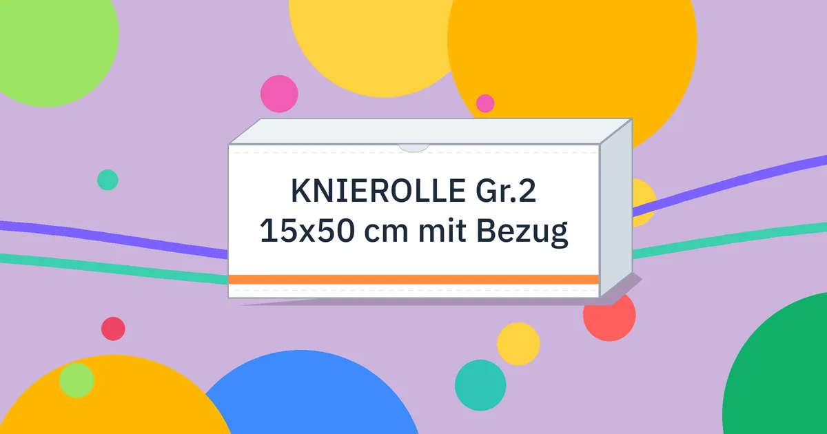 Symbolbild: Packung mit der Aufschrift KNIEROLLE Gr.2 15x50 cm mit Bezug (PZN 04849028) – Verfügbarkeit und Bezug in Apotheken in Frankfurt am Main