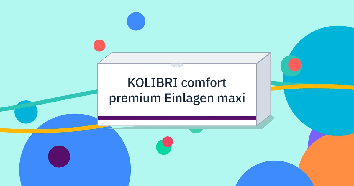 Symbolbild: Packung mit der Aufschrift KOLIBRI comfort premium Einlagen maxi (PZN 16136546) – Verfügbarkeit und Bezug in Apotheken in Frankfurt am Main