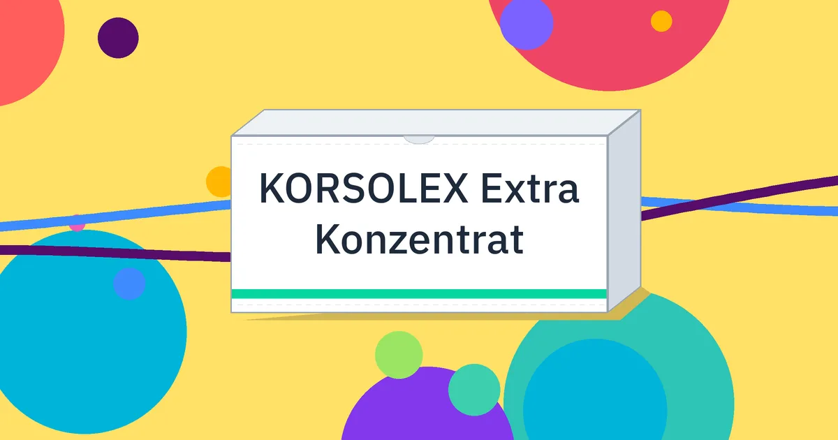 Symbolbild: Packung mit der Aufschrift KORSOLEX Extra Konzentrat (PZN 00963678) – Verfügbarkeit und Bezug in Apotheken in Frankfurt am Main