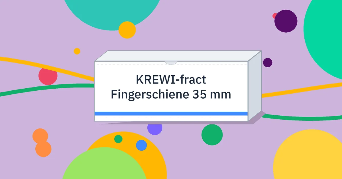 Symbolbild: Packung mit der Aufschrift KREWI-fract Fingerschiene 35 mm (PZN 17300338) – Verfügbarkeit und Bezug in Apotheken in Frankfurt am Main