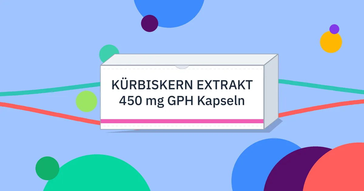 Symbolbild: Packung mit der Aufschrift KÜRBISKERN EXTRAKT 450 mg GPH Kapseln (PZN 13425824) – Verfügbarkeit und Bezug in Apotheken in Frankfurt am Main