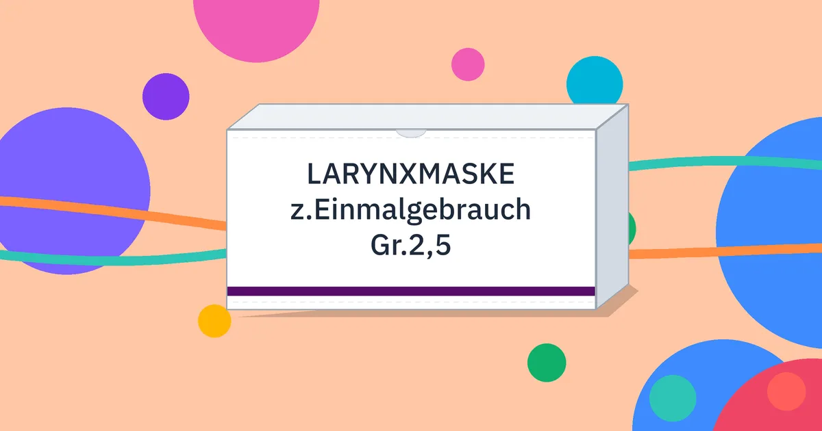 Symbolbild: Packung mit der Aufschrift LARYNXMASKE z.Einmalgebrauch Gr.2,5 (PZN 05749932) – Verfügbarkeit und Bezug in Apotheken in Frankfurt am Main