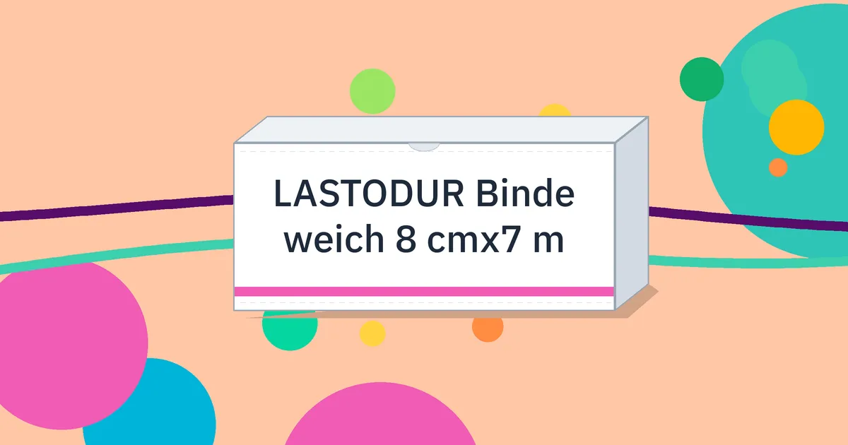 Symbolbild: Packung mit der Aufschrift LASTODUR Binde weich 8 cmx7 m (PZN 13744529) – Verfügbarkeit und Bezug in Apotheken in Frankfurt am Main