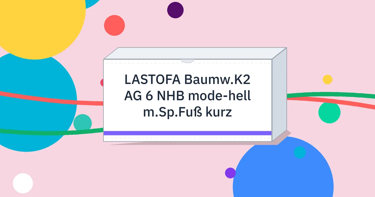 Symbolbild: Packung mit der Aufschrift LASTOFA Baumw.K2 AG 6 NHB mode-hell m.Sp.Fuß kurz (PZN 01947279) – Verfügbarkeit und Bezug in Apotheken in Frankfurt am Main