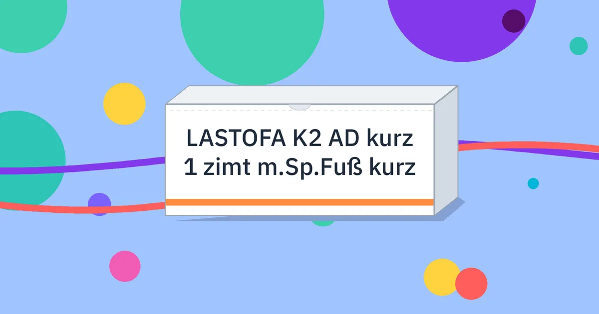 Symbolbild: Packung mit der Aufschrift LASTOFA K2 AD kurz 1 zimt m.Sp.Fuß kurz (PZN 13799453) – Verfügbarkeit und Bezug in Apotheken in Frankfurt am Main