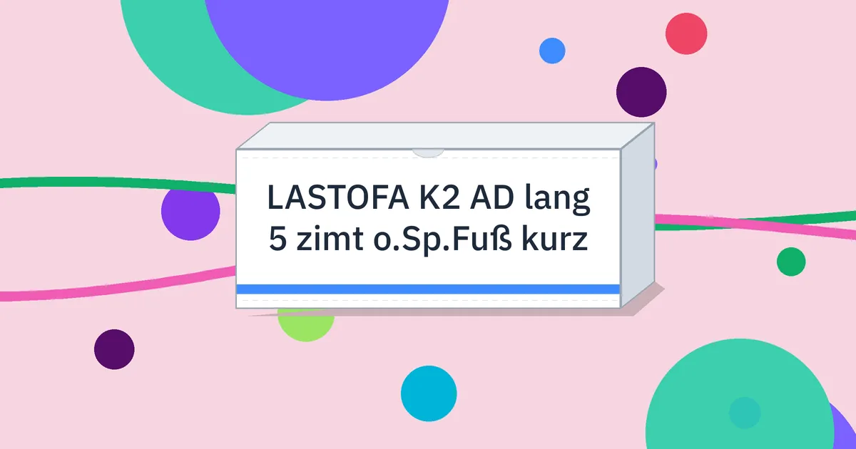 Symbolbild: Packung mit der Aufschrift LASTOFA K2 AD lang 5 zimt o.Sp.Fuß kurz (PZN 13800937) – Verfügbarkeit und Bezug in Apotheken in Frankfurt am Main