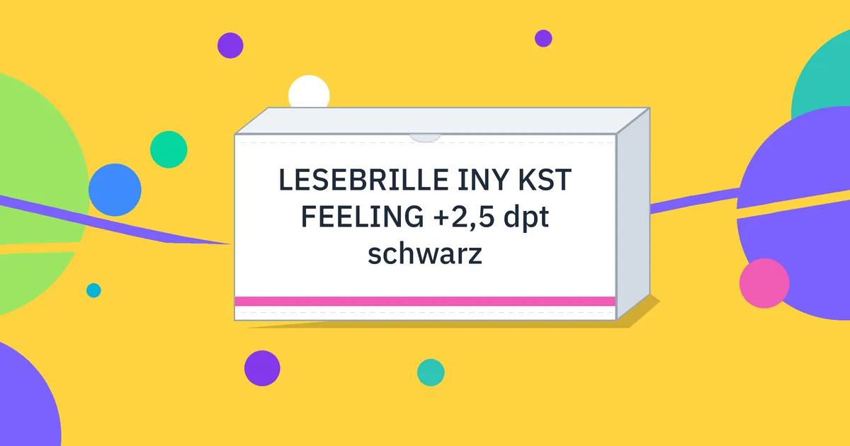 Symbolbild: Packung mit der Aufschrift LESEBRILLE INY KST FEELING +2,5 dpt schwarz (PZN 19940941) – Verfügbarkeit und Bezug in Apotheken in Frankfurt am Main