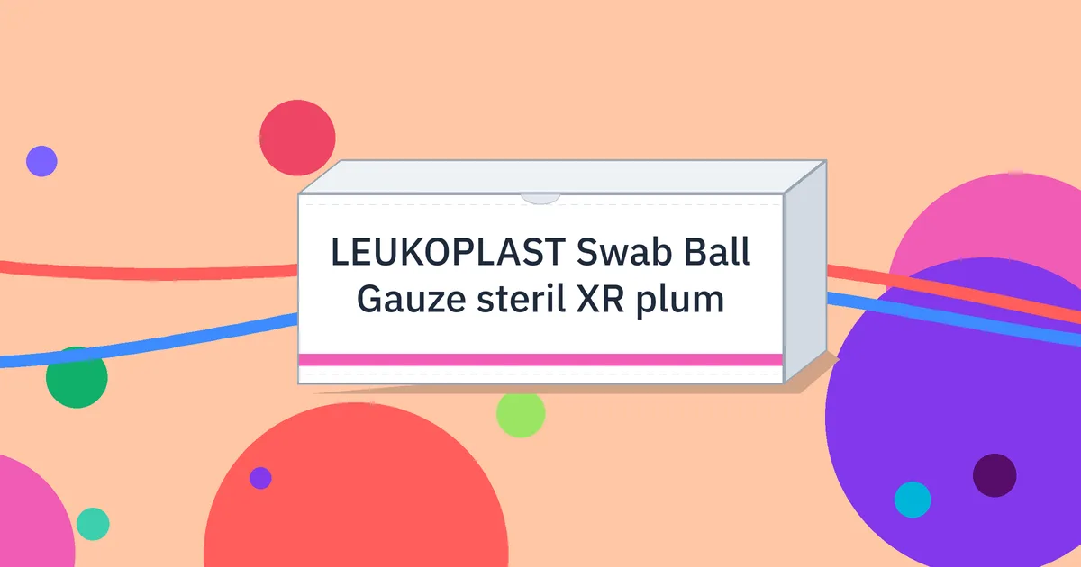 Symbolbild: Packung mit der Aufschrift LEUKOPLAST Swab Ball Gauze steril XR plum (PZN 20741170) – Verfügbarkeit und Bezug in Apotheken in Frankfurt am Main