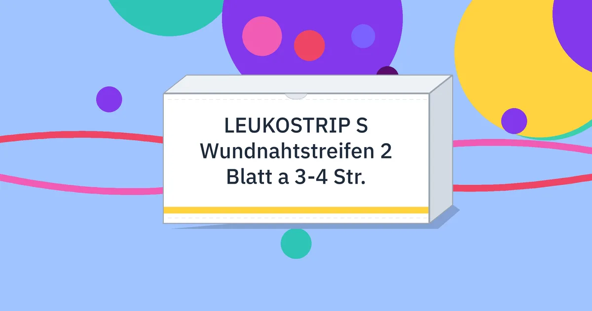 Symbolbild: Packung mit der Aufschrift LEUKOSTRIP S Wundnahtstreifen 2 Blatt a 3-4 Str. (PZN 15824675) – Verfügbarkeit und Bezug in Apotheken in Frankfurt am Main