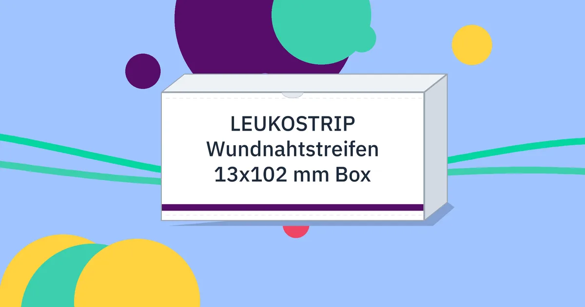 Symbolbild: Packung mit der Aufschrift LEUKOSTRIP Wundnahtstreifen 13x102 mm Box (PZN 14373070) – Verfügbarkeit und Bezug in Apotheken in Frankfurt am Main