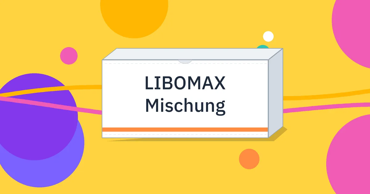 Symbolbild: Packung mit der Aufschrift LIBOMAX Mischung (PZN 13725466) – Verfügbarkeit und Bezug in Apotheken in Frankfurt am Main