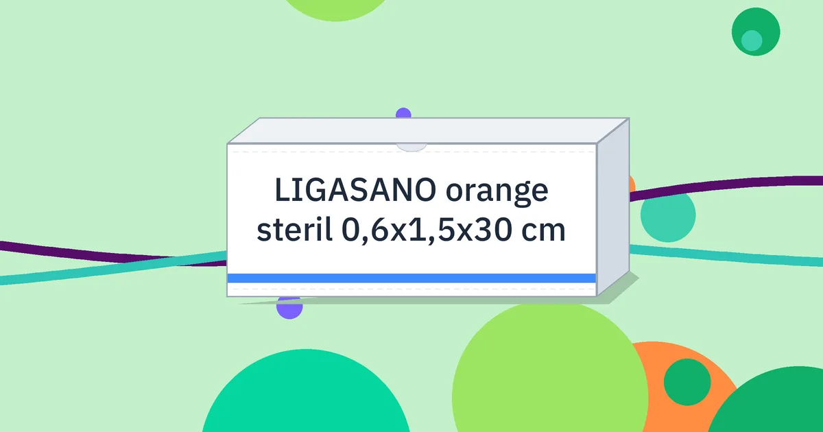 Symbolbild: Packung mit der Aufschrift LIGASANO orange steril 0,6x1,5x30 cm (PZN 17252042) – Verfügbarkeit und Bezug in Apotheken in Frankfurt am Main