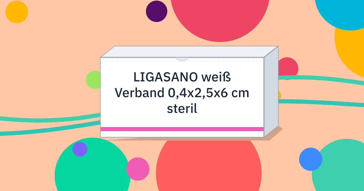 Symbolbild: Packung mit der Aufschrift LIGASANO weiß Verband 0,4x2,5x6 cm steril (PZN 20171703) – Verfügbarkeit und Bezug in Apotheken in Frankfurt am Main