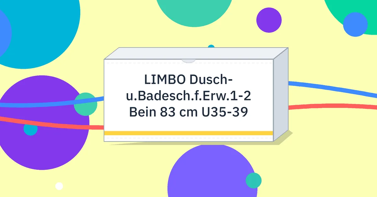 Symbolbild: Packung mit der Aufschrift LIMBO Dusch-u.Badesch.f.Erw.1-2 Bein 83 cm U35-39 (PZN 14313168) – Verfügbarkeit und Bezug in Apotheken in Frankfurt am Main
