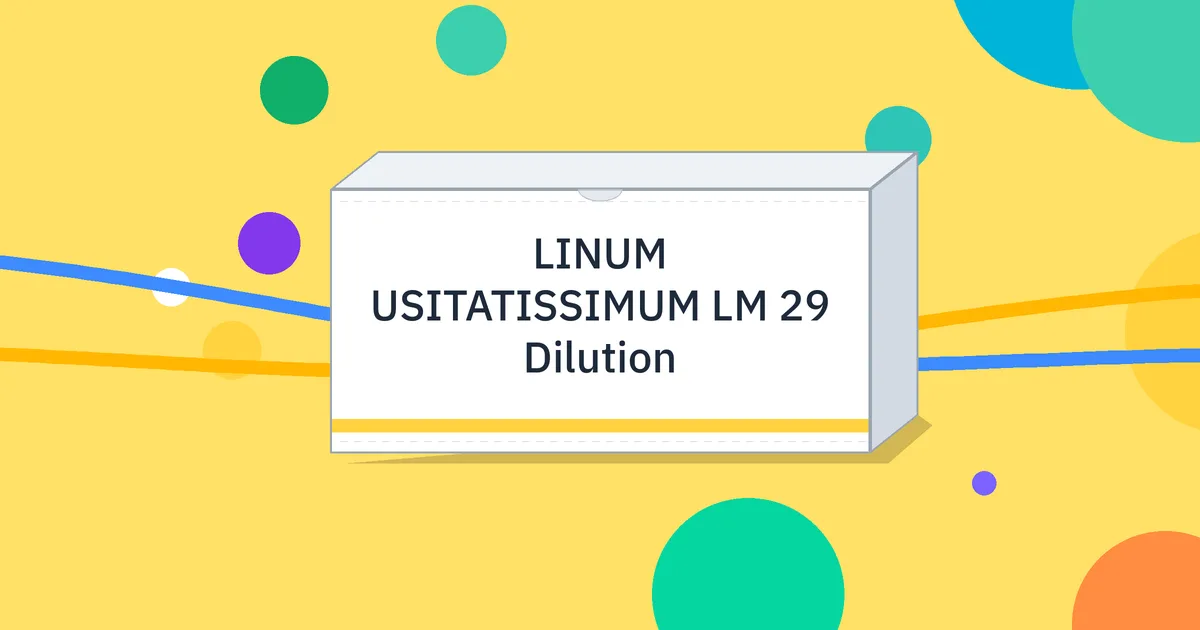 Symbolbild: Packung mit der Aufschrift LINUM USITATISSIMUM LM 29 Dilution (PZN 13530797) – Verfügbarkeit und Bezug in Apotheken in Frankfurt am Main