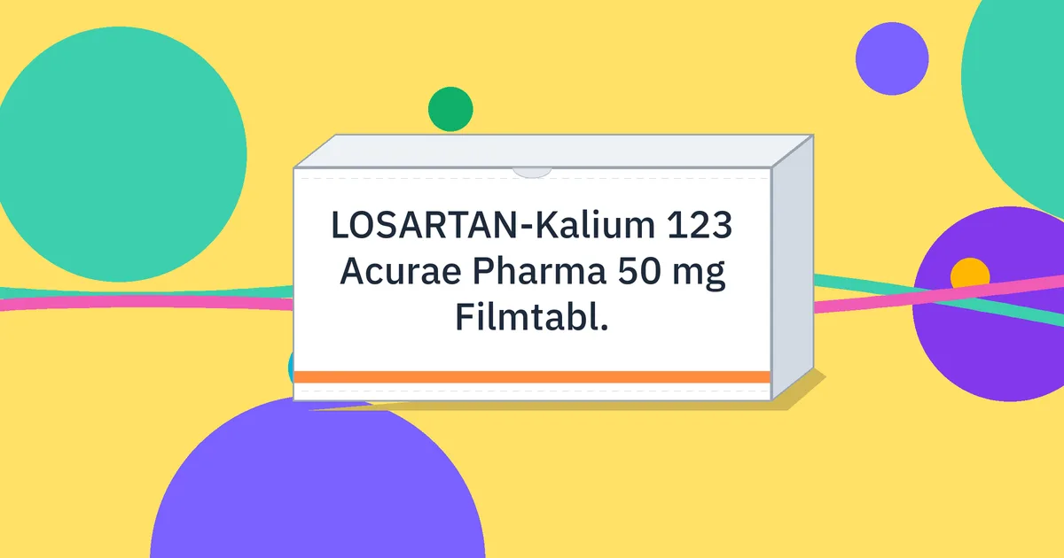 Symbolbild: Packung mit der Aufschrift LOSARTAN-Kalium 123 Acurae Pharma 50 mg Filmtabl. (PZN 19266781) – Verfügbarkeit und Bezug in Apotheken in Frankfurt am Main