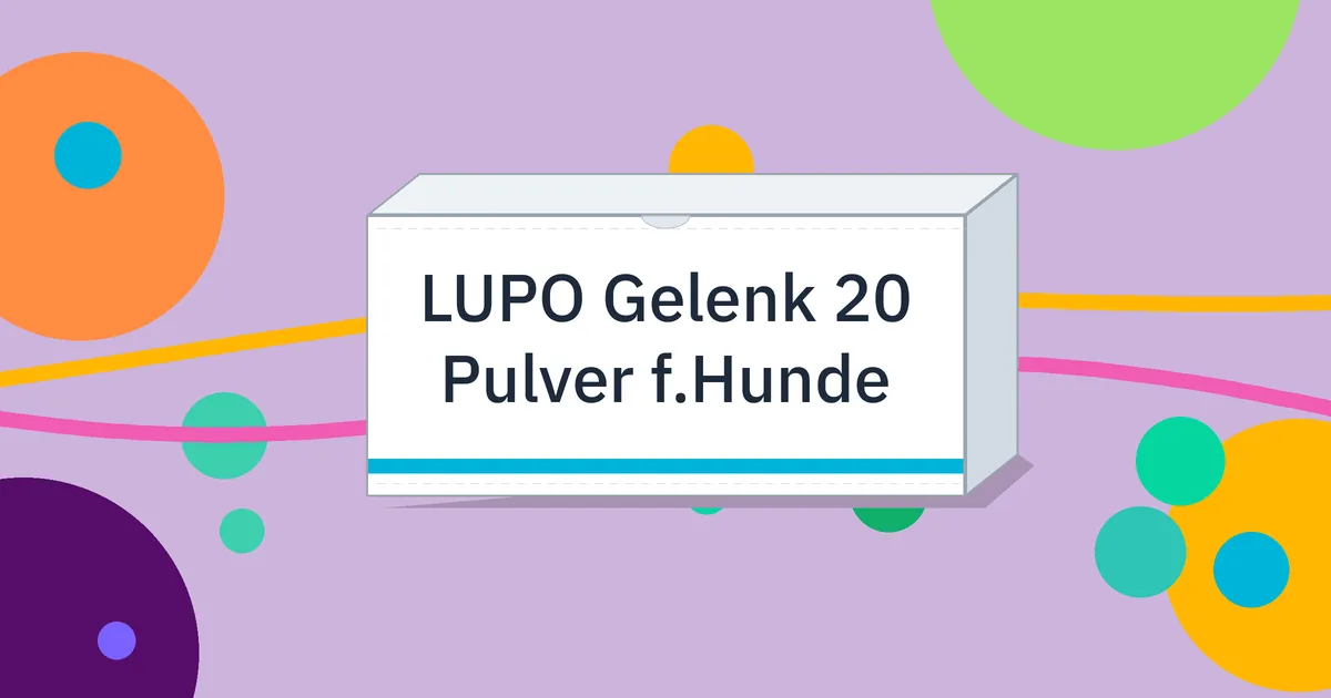 Symbolbild: Packung mit der Aufschrift LUPO Gelenk 20 Pulver f.Hunde (PZN 19251934) – Verfügbarkeit und Bezug in Apotheken in Frankfurt am Main