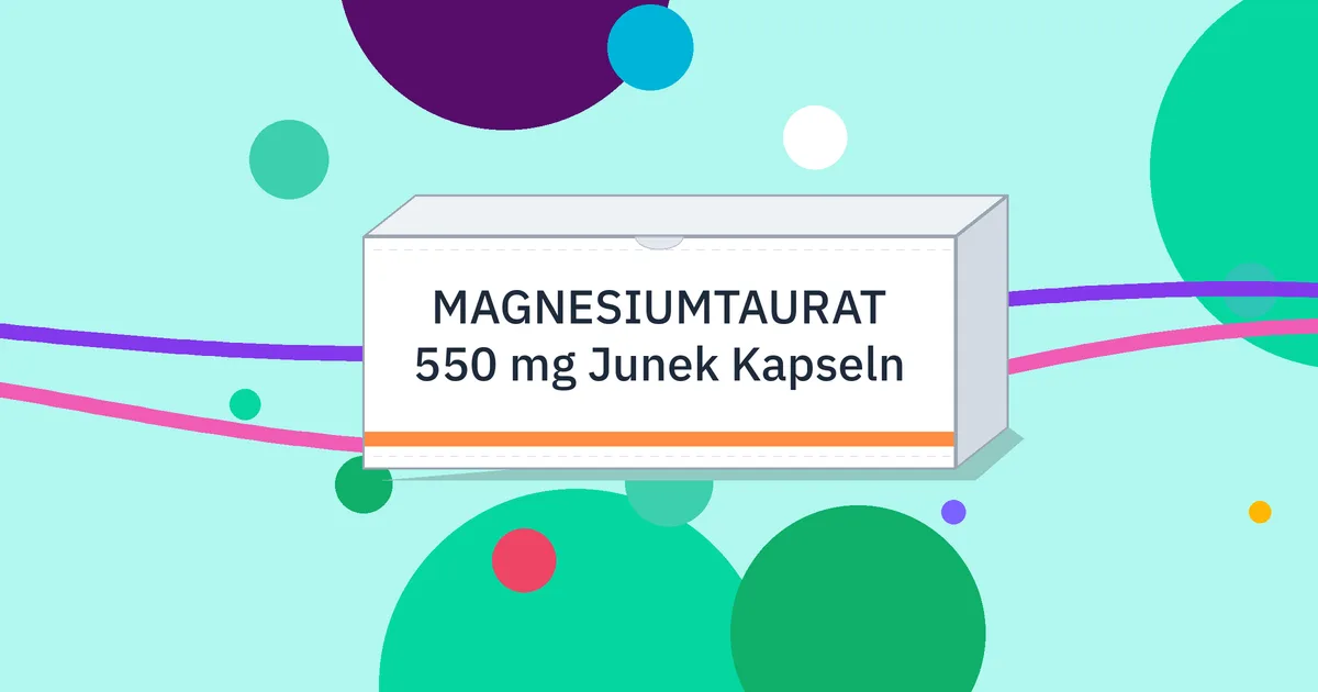 Symbolbild: Packung mit der Aufschrift MAGNESIUMTAURAT 550 mg Junek Kapseln (PZN 18310876) – Verfügbarkeit und Bezug in Apotheken in Frankfurt am Main