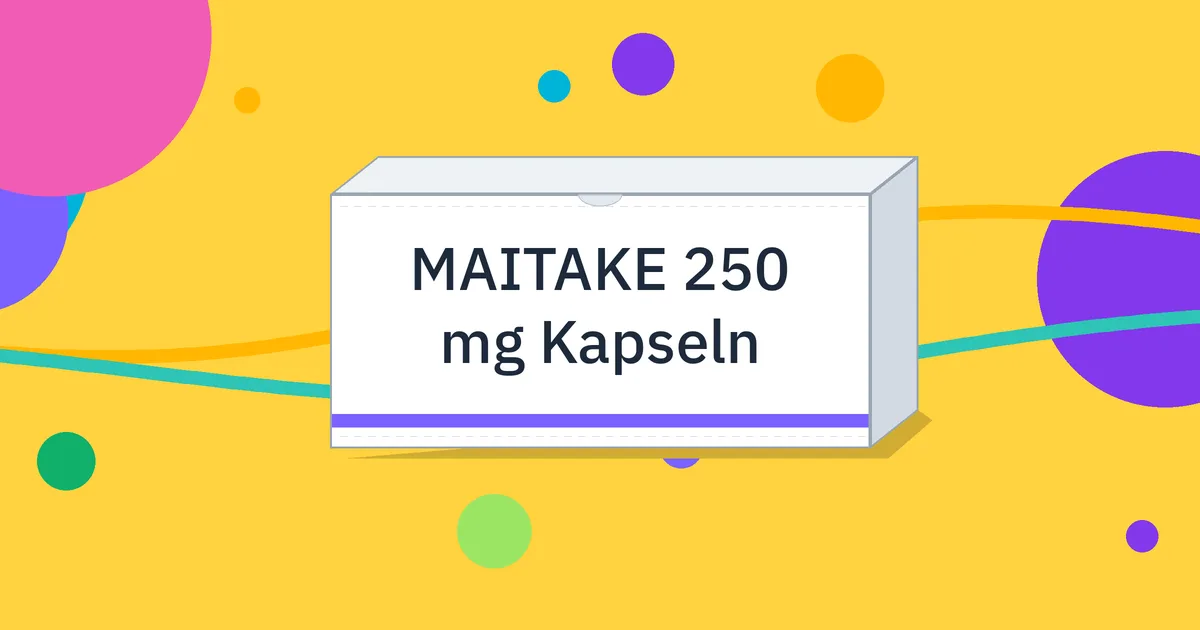 Symbolbild: Packung mit der Aufschrift MAITAKE 250 mg Kapseln (PZN 18665817) – Verfügbarkeit und Bezug in Apotheken in Frankfurt am Main