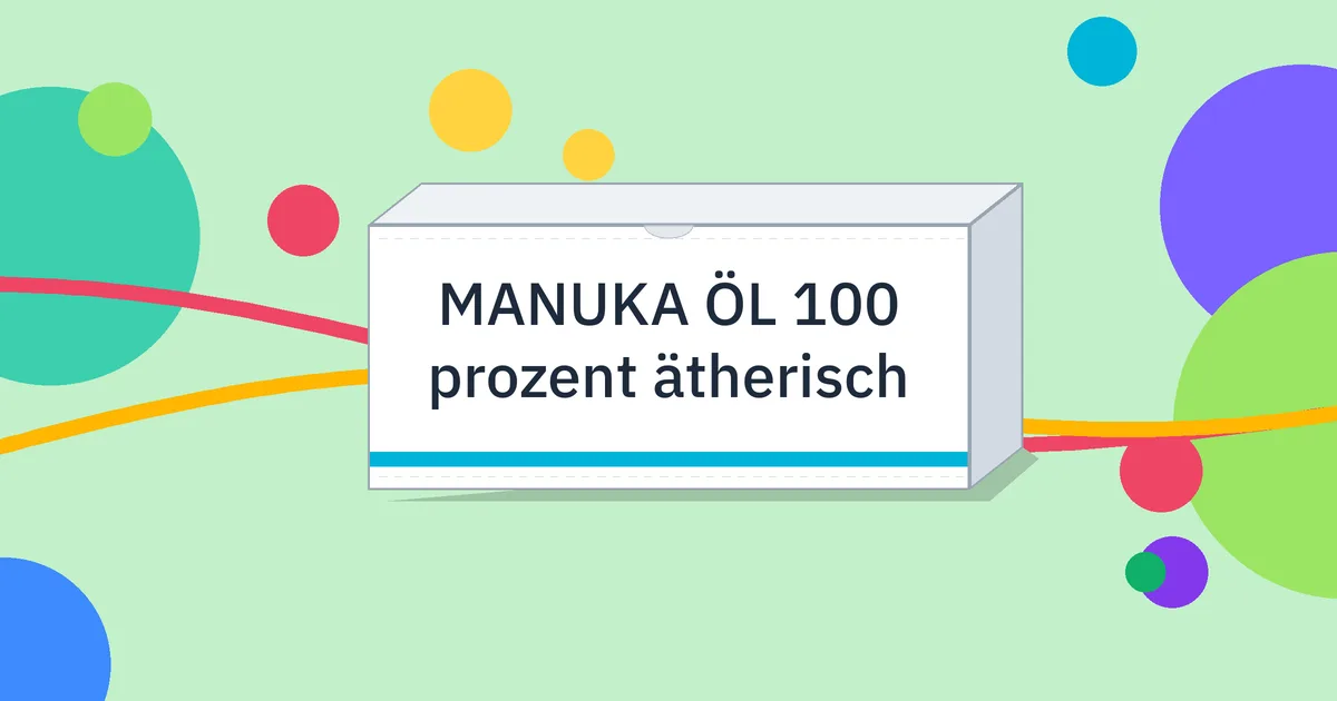Symbolbild: Packung mit der Aufschrift MANUKA ÖL 100 prozent ätherisch (PZN 07717379) – Verfügbarkeit und Bezug in Apotheken in Frankfurt am Main