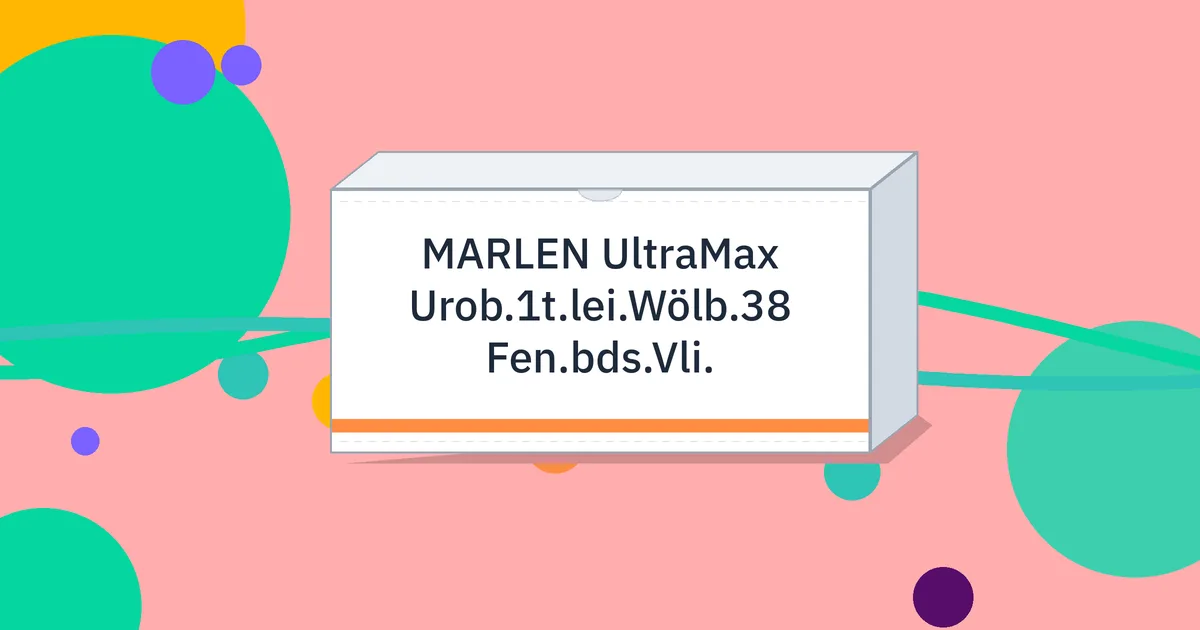 Symbolbild: Packung mit der Aufschrift MARLEN UltraMax Urob.1t.lei.Wölb.38 Fen.bds.Vli. (PZN 10741447) – Verfügbarkeit und Bezug in Apotheken in Frankfurt am Main