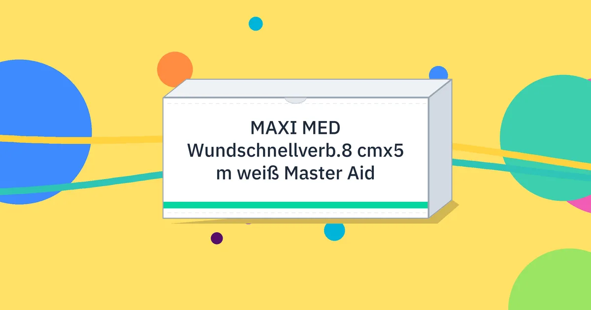 Symbolbild: Packung mit der Aufschrift MAXI MED Wundschnellverb.8 cmx5 m weiß Master Aid (PZN 02729797) – Verfügbarkeit und Bezug in Apotheken in Frankfurt am Main