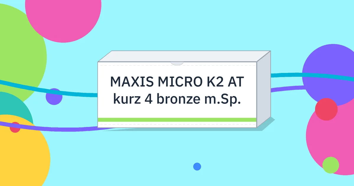 Symbolbild: Packung mit der Aufschrift MAXIS MICRO K2 AT kurz 4 bronze m.Sp. (PZN 17673045) – Verfügbarkeit und Bezug in Apotheken in Frankfurt am Main