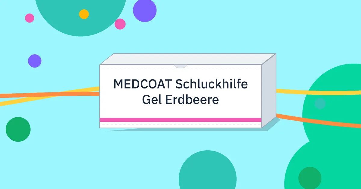 Symbolbild: Packung mit der Aufschrift MEDCOAT Schluckhilfe Gel Erdbeere (PZN 20167133) – Verfügbarkeit und Bezug in Apotheken in Frankfurt am Main