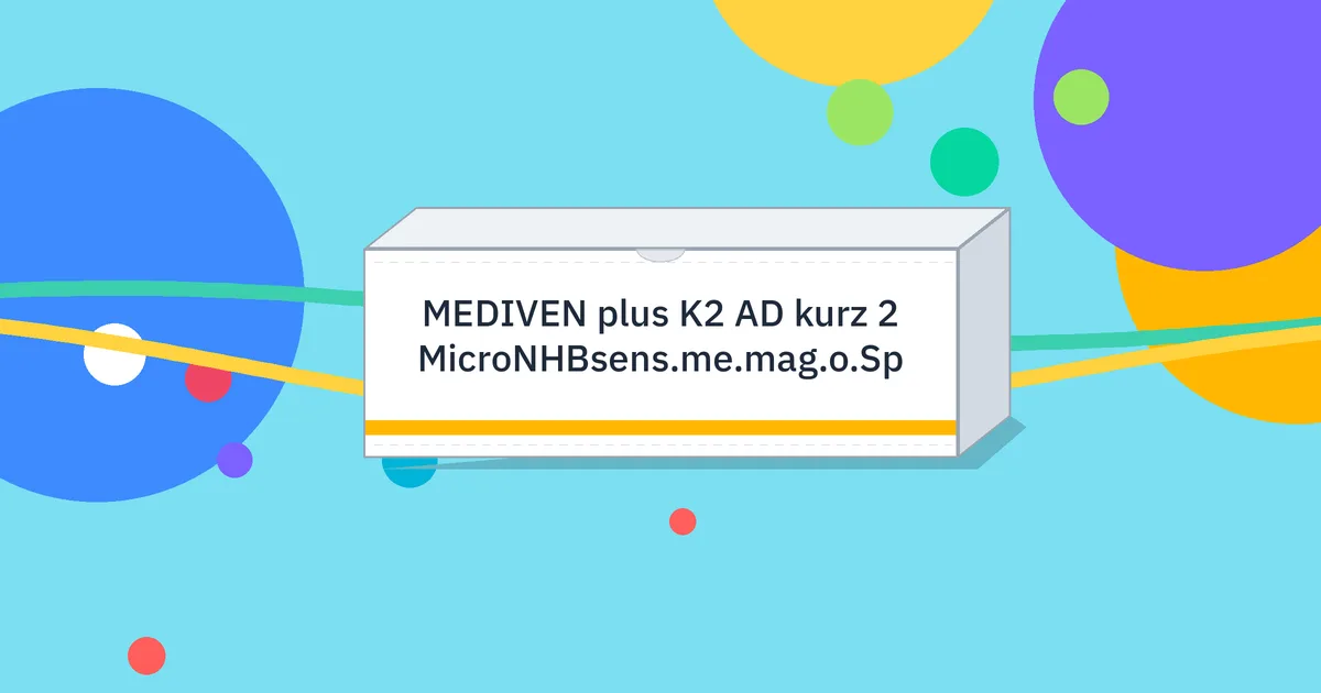Symbolbild: Packung mit der Aufschrift MEDIVEN plus K2 AD kurz 2 MicroNHBsens.me.mag.o.Sp (PZN 15934056) – Verfügbarkeit und Bezug in Apotheken in Frankfurt am Main