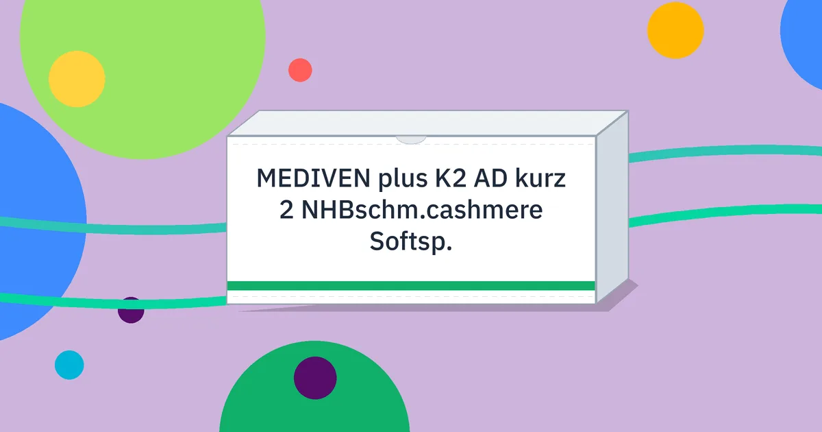 Symbolbild: Packung mit der Aufschrift MEDIVEN plus K2 AD kurz 2 NHBschm.cashmere Softsp. (PZN 15926335) – Verfügbarkeit und Bezug in Apotheken in Frankfurt am Main