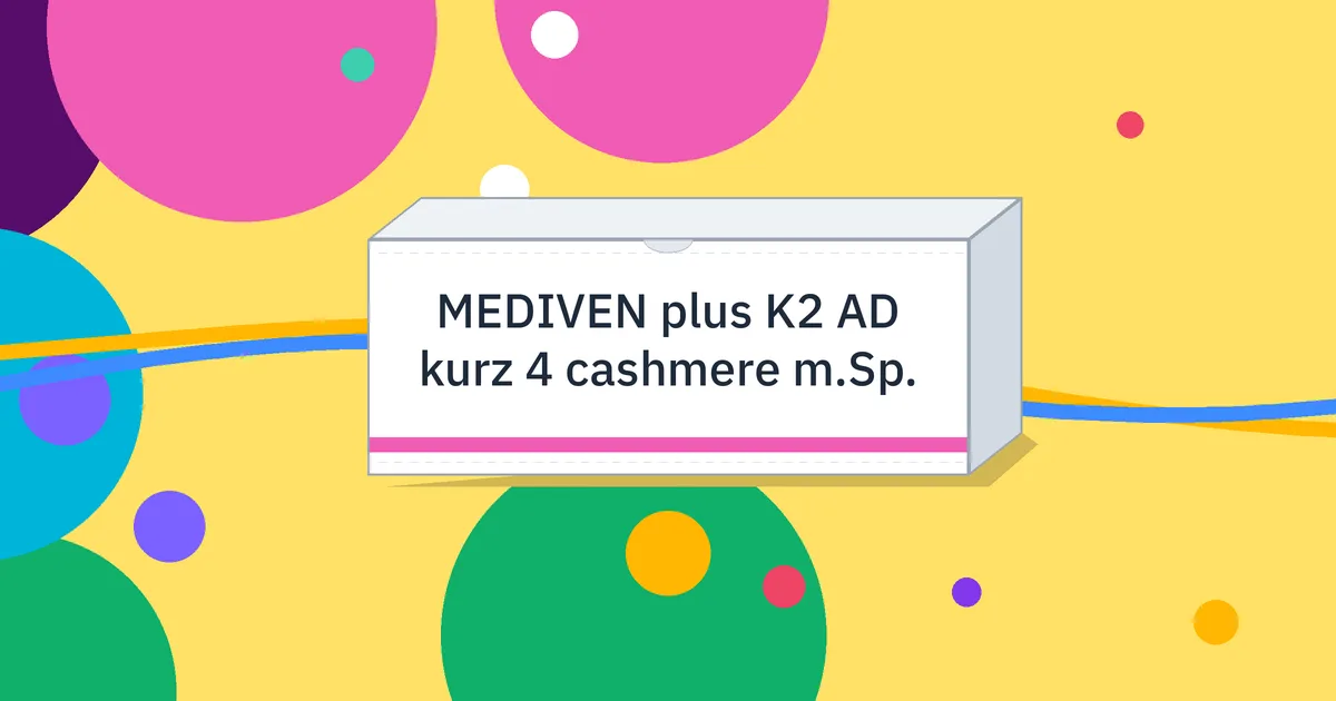 Symbolbild: Packung mit der Aufschrift MEDIVEN plus K2 AD kurz 4 cashmere m.Sp. (PZN 15096856) – Verfügbarkeit und Bezug in Apotheken in Frankfurt am Main