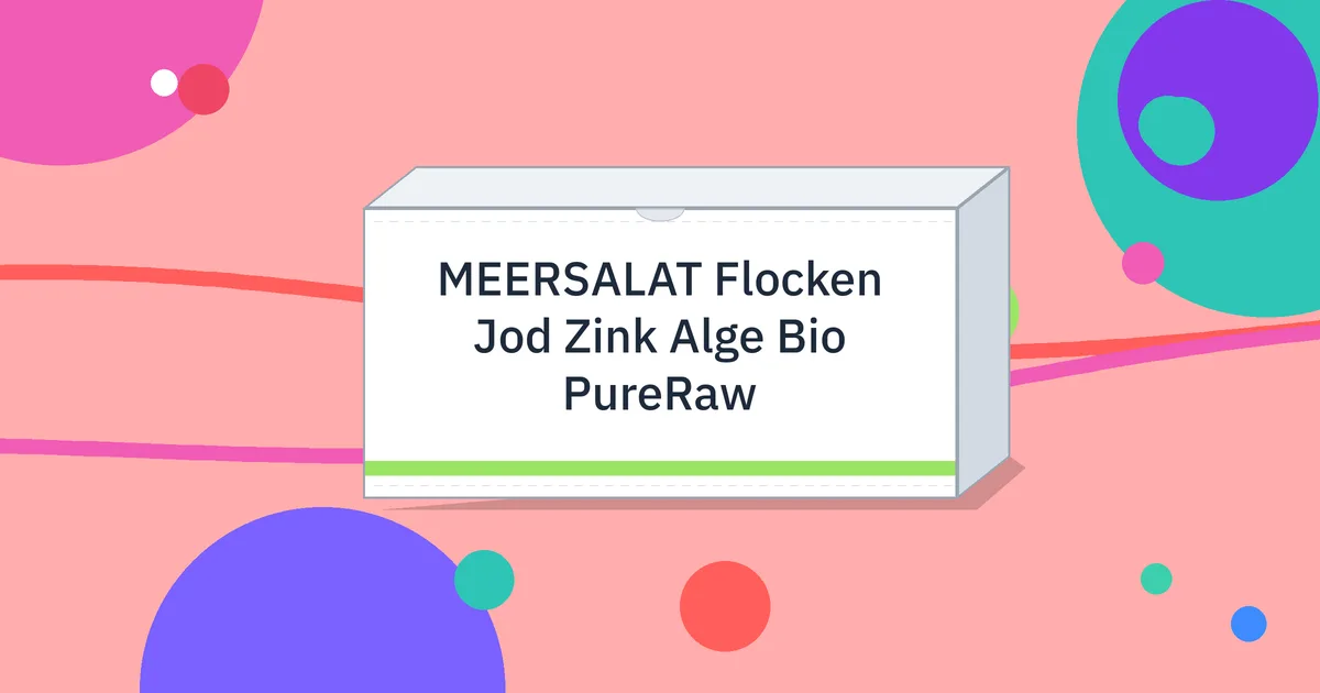 Symbolbild: Packung mit der Aufschrift MEERSALAT Flocken Jod Zink Alge Bio PureRaw (PZN 16806082) – Verfügbarkeit und Bezug in Apotheken in Frankfurt am Main
