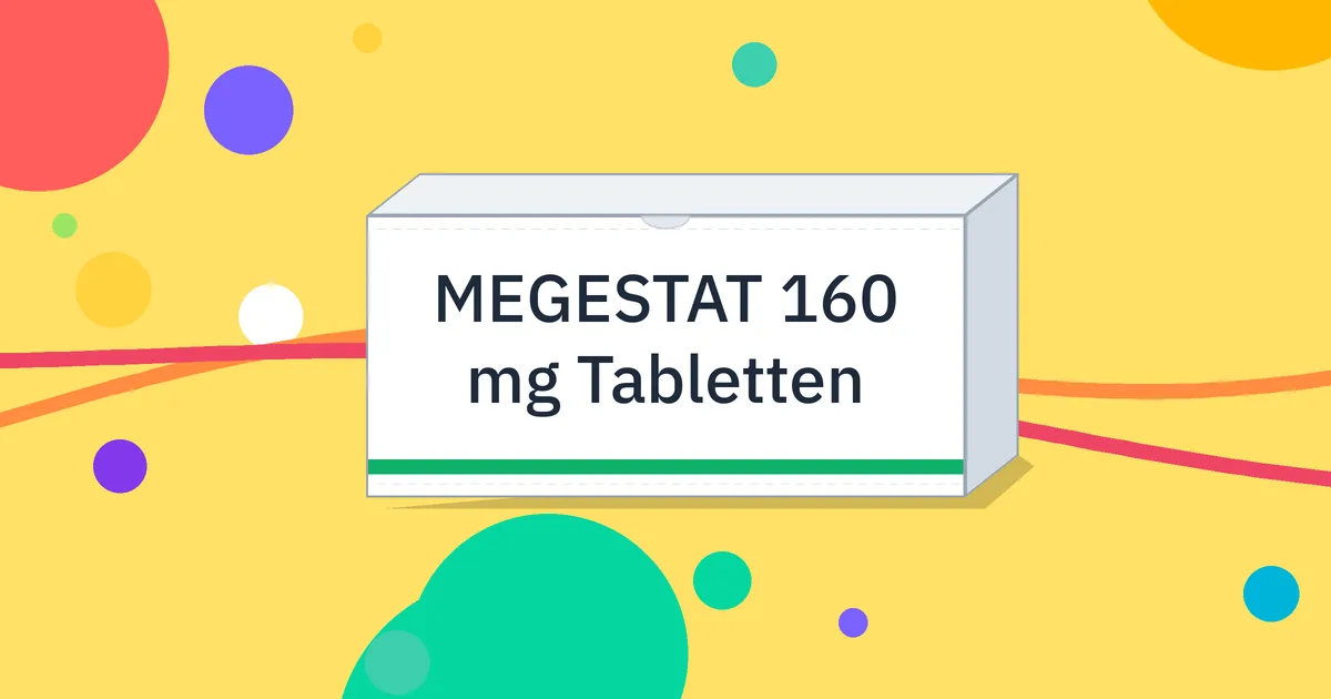 Symbolbild: Packung mit der Aufschrift MEGESTAT 160 mg Tabletten (PZN 01674858) – Verfügbarkeit und Bezug in Apotheken in Frankfurt am Main