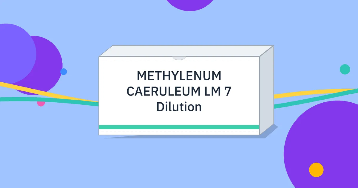 Symbolbild: Packung mit der Aufschrift METHYLENUM CAERULEUM LM 7 Dilution (PZN 13606974) – Verfügbarkeit und Bezug in Apotheken in Frankfurt am Main