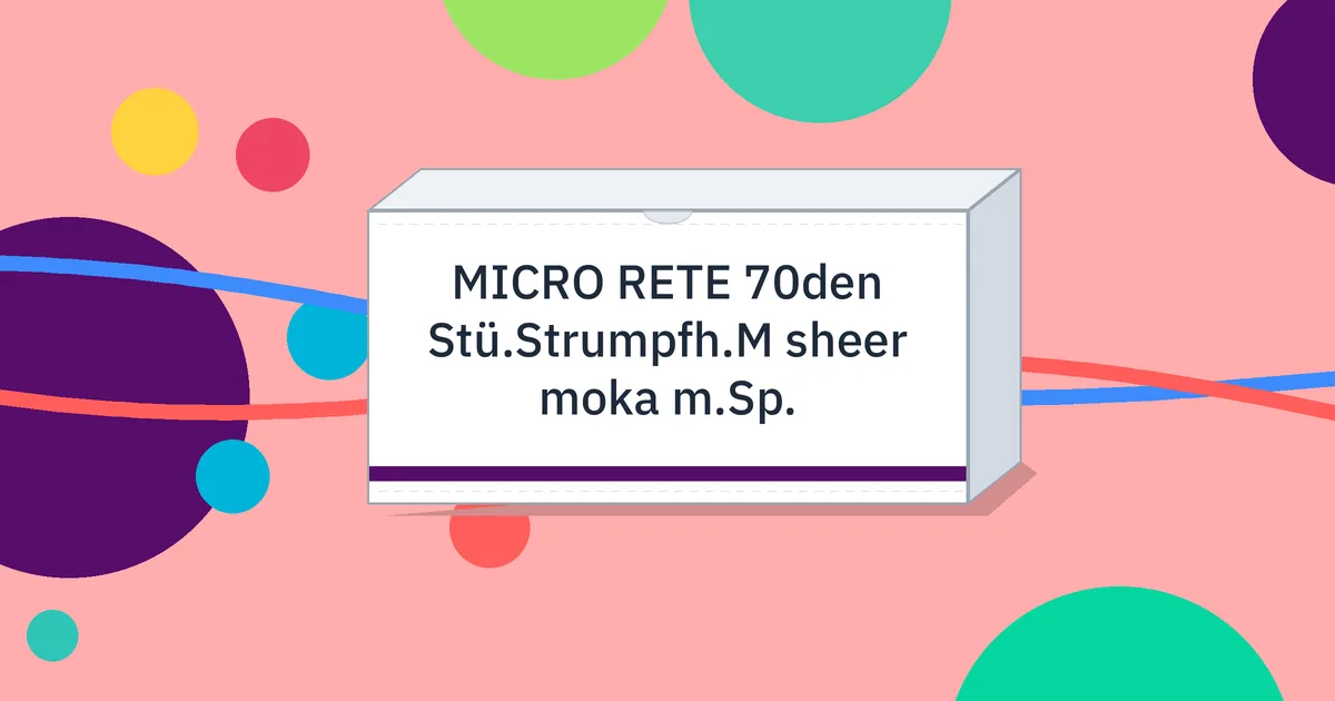 Symbolbild: Packung mit der Aufschrift MICRO RETE 70den Stü.Strumpfh.M sheer moka m.Sp. (PZN 06450313) – Verfügbarkeit und Bezug in Apotheken in Frankfurt am Main