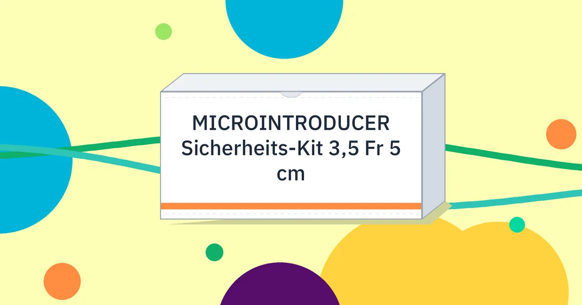 Symbolbild: Packung mit der Aufschrift MICROINTRODUCER Sicherheits-Kit 3,5 Fr 5 cm (PZN 12398864) – Verfügbarkeit und Bezug in Apotheken in Frankfurt am Main