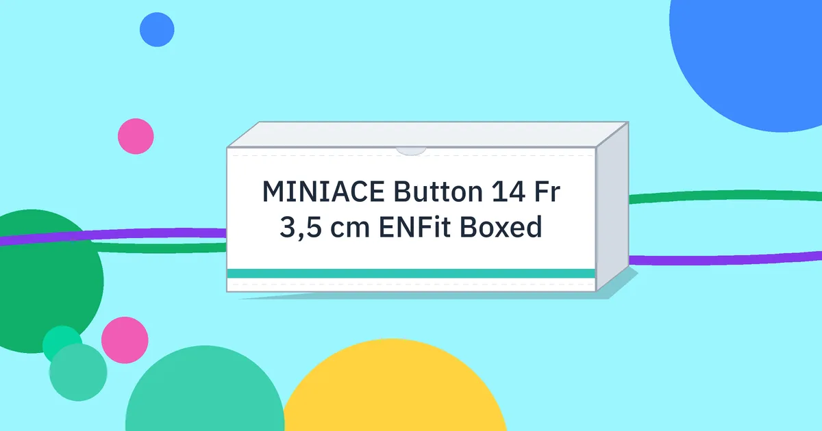 Symbolbild: Packung mit der Aufschrift MINIACE Button 14 Fr 3,5 cm ENFit Boxed (PZN 16954121) – Verfügbarkeit und Bezug in Apotheken in Frankfurt am Main