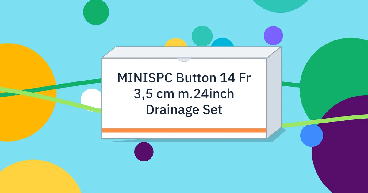Symbolbild: Packung mit der Aufschrift MINISPC Button 14 Fr 3,5 cm m.24inch Drainage Set (PZN 20821779) – Verfügbarkeit und Bezug in Apotheken in Frankfurt am Main