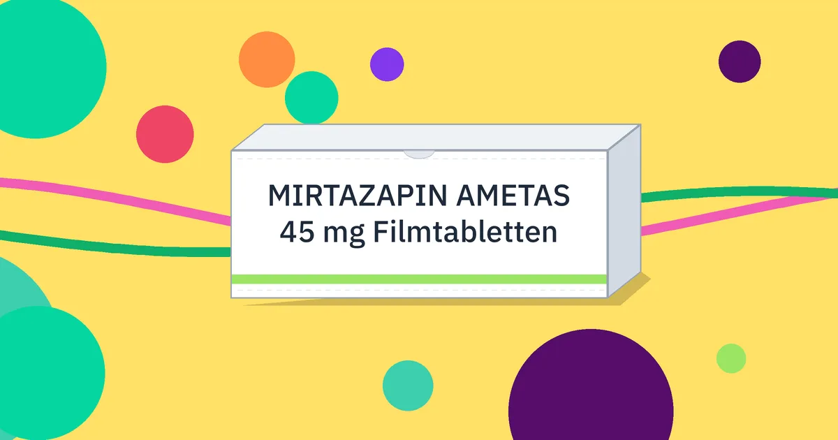 Symbolbild: Packung mit der Aufschrift MIRTAZAPIN AMETAS 45 mg Filmtabletten (PZN 18090713) – Verfügbarkeit und Bezug in Apotheken in Frankfurt am Main