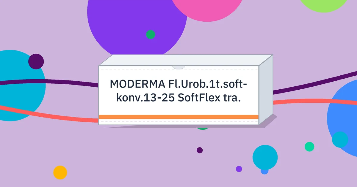 Symbolbild: Packung mit der Aufschrift MODERMA Fl.Urob.1t.soft-konv.13-25 SoftFlex tra. (PZN 16661040) – Verfügbarkeit und Bezug in Apotheken in Frankfurt am Main