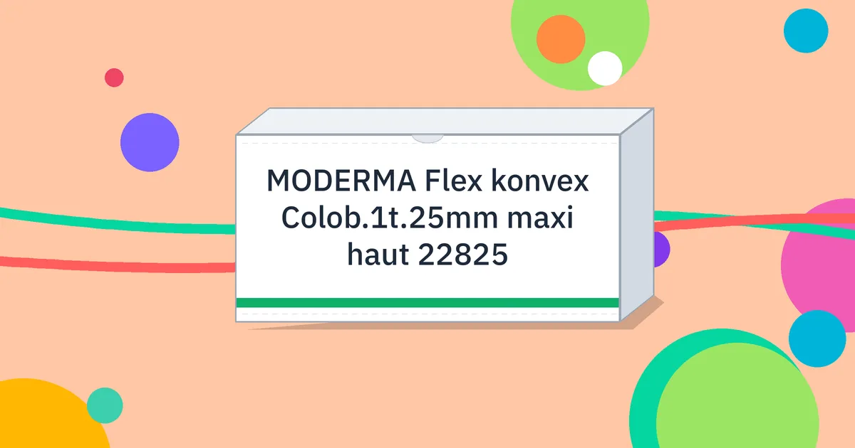 Symbolbild: Packung mit der Aufschrift MODERMA Flex konvex Colob.1t.25mm maxi haut 22825 (PZN 04194722) – Verfügbarkeit und Bezug in Apotheken in Frankfurt am Main