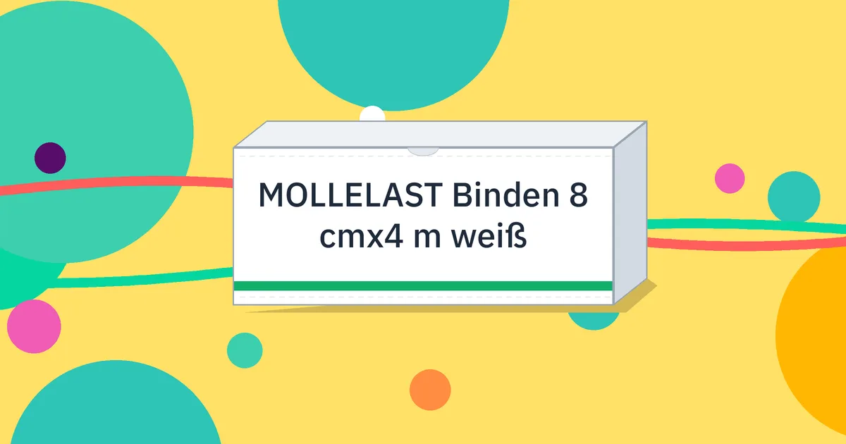 Symbolbild: Packung mit der Aufschrift MOLLELAST Binden 8 cmx4 m weiß (PZN 15660185) – Verfügbarkeit und Bezug in Apotheken in Frankfurt am Main