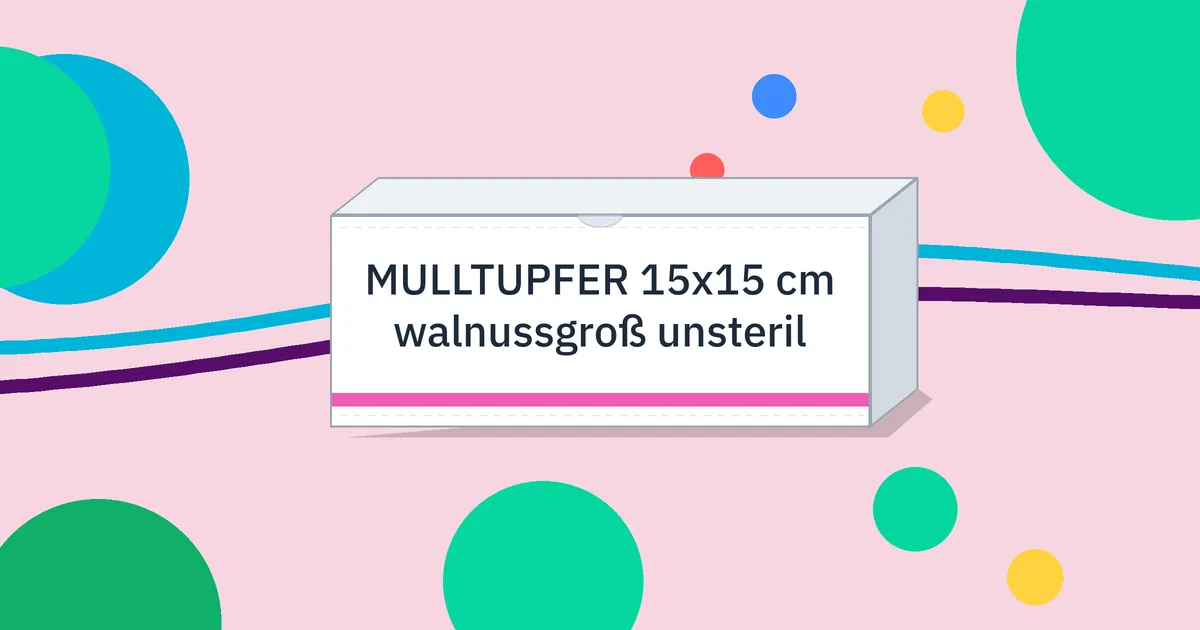 Symbolbild: Packung mit der Aufschrift MULLTUPFER 15x15 cm walnussgroß unsteril (PZN 09076074) – Verfügbarkeit und Bezug in Apotheken in Frankfurt am Main