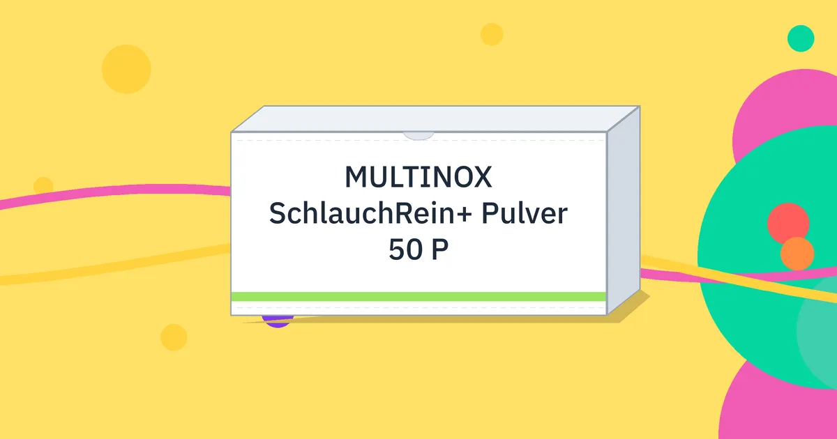 Symbolbild: Packung mit der Aufschrift MULTINOX SchlauchRein+ Pulver 50 P (PZN 15394097) – Verfügbarkeit und Bezug in Apotheken in Frankfurt am Main