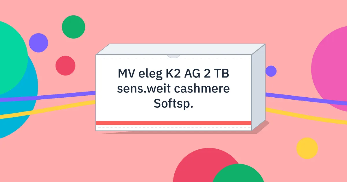 Symbolbild: Packung mit der Aufschrift MV eleg K2 AG 2 TB sens.weit cashmere Softsp. (PZN 14679142) – Verfügbarkeit und Bezug in Apotheken in Frankfurt am Main