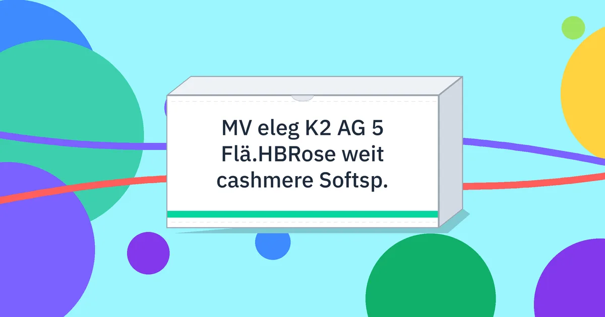 Symbolbild: Packung mit der Aufschrift MV eleg K2 AG 5 Flä.HBRose weit cashmere Softsp. (PZN 15719808) – Verfügbarkeit und Bezug in Apotheken in Frankfurt am Main