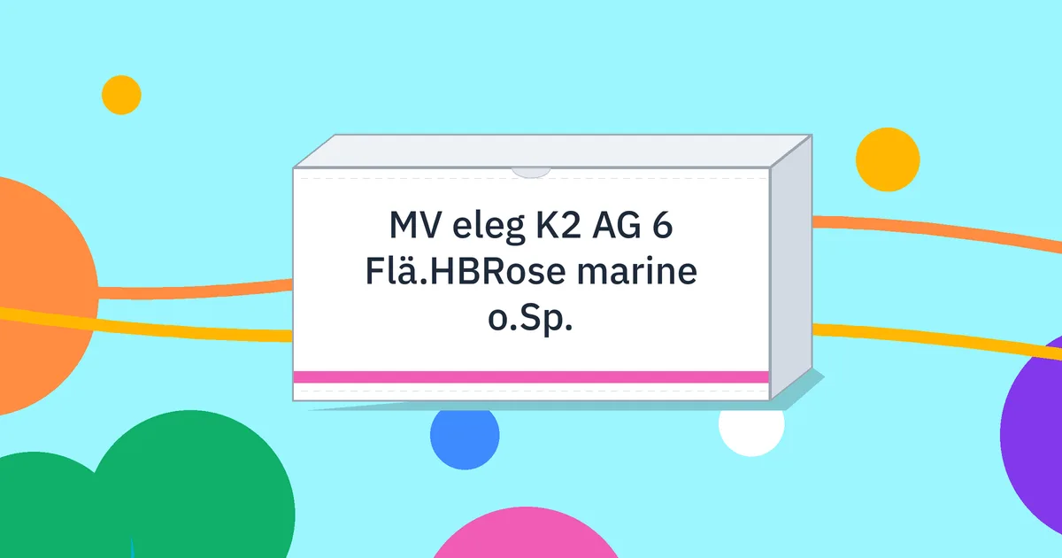 Symbolbild: Packung mit der Aufschrift MV eleg K2 AG 6 Flä.HBRose marine o.Sp. (PZN 15718950) – Verfügbarkeit und Bezug in Apotheken in Frankfurt am Main