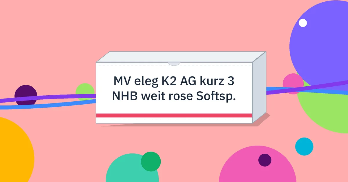 Symbolbild: Packung mit der Aufschrift MV eleg K2 AG kurz 3 NHB weit rose Softsp. (PZN 15714515) – Verfügbarkeit und Bezug in Apotheken in Frankfurt am Main